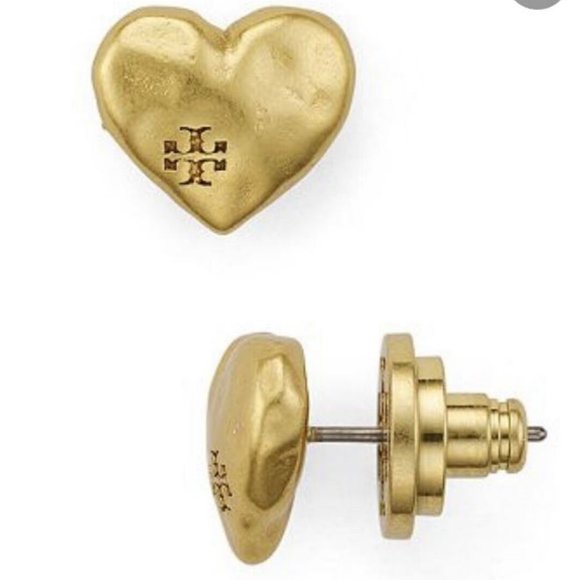 Tory Burch | Jewelry | Tory Burch Tory Heart Gold Stud Earrings | Poshmark